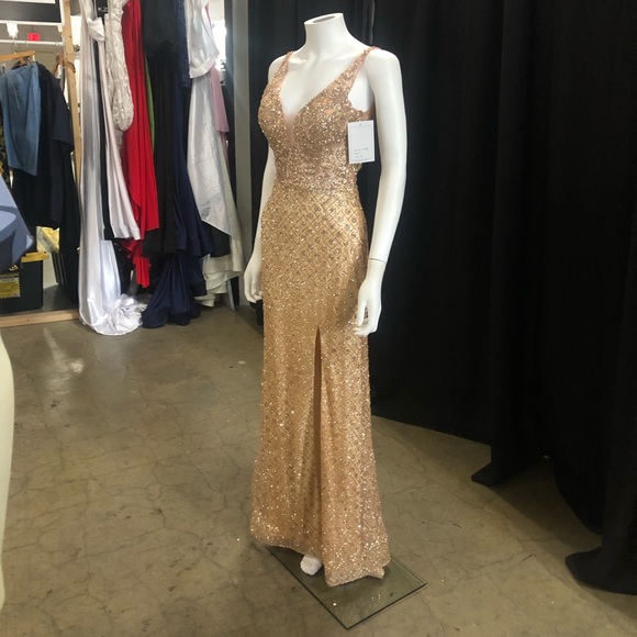 Val Stefani | Dresses | Val Stefani Gold Glitter Prom Dress Style ...